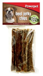 powerpet 100% all natural beef jerky chips (6 count) treats