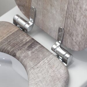 Tiger Old Wood Toilet Seat, Stainless Steel, MDF, Rubber, Brown, 37.7 x 5.5 x 45.9 cm