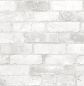 nuwallpaper nu2218 loft brick peel stick wallpaper, white & off-white