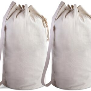 Handy Laundry Canvas Duffel Bag - Drawstring, Leather Closure, Shoulder Strap. (2-PACK)