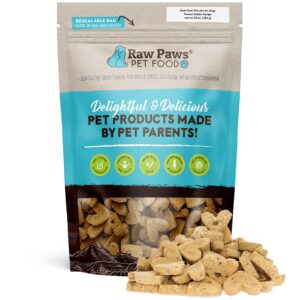 raw paws grain-free biscuits for dogs - peanut butter recipe, 10-oz - crunchy dog treats made in usa - corn, wheat & soy free pb dog treats - heart shaped puppy biscuits - peanut butter dog biscuits