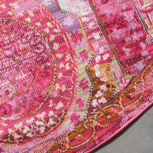 Unique Loom Baracoa Collection Area Rug - Coppelia (8' 4" Round, Pink/ Ivory)