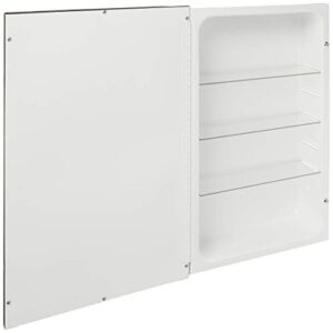 Head West Brushed Nickel with Chrome Recessed Medicine Cabinet Mirror - Stainless Steel Bathroom Mirror with Storage, Beveled Edge, and Adjustable Shelve - Small Medicine Cabinets for Bathroom 16"x26"