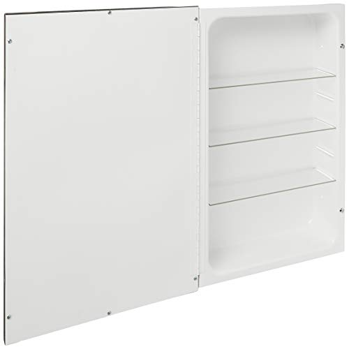 Head West Brushed Nickel with Chrome Recessed Medicine Cabinet Mirror - Stainless Steel Bathroom Mirror with Storage, Beveled Edge, and Adjustable Shelve - Small Medicine Cabinets for Bathroom 16"x26"