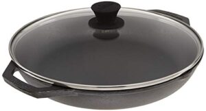 lodge seasoned cast iron 12 inch everyday pan with tempered glass lid, black, 1 ea