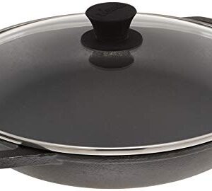 Lodge Seasoned Cast Iron 12 Inch Everyday Pan with Tempered Glass Lid, Black, 1 EA