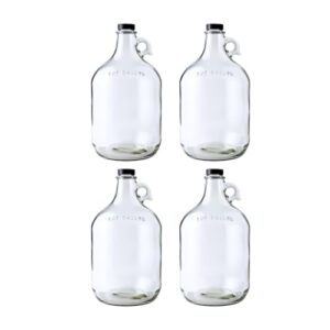 1 gallon (128oz) glass jug with black polyseal cap (4 pack)