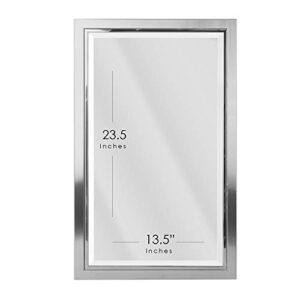 Head West Brushed Nickel with Chrome Recessed Medicine Cabinet Mirror - Stainless Steel Bathroom Mirror with Storage, Beveled Edge, and Adjustable Shelve - Small Medicine Cabinets for Bathroom 16"x26"