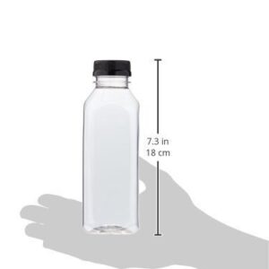 (6) 16 oz. Clear Food Grade Square Plastic Juice Bottles with White Tamper Evident Caps 6/pack