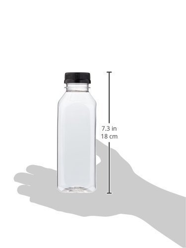 (6) 16 oz. Clear Food Grade Square Plastic Juice Bottles with White Tamper Evident Caps 6/pack