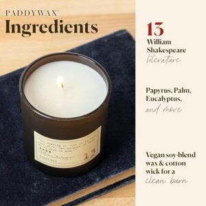 Paddywax Library Collection William Shakespeare Scented Soy Wax Candle, 6.5-Ounce, Paprus, Palm & Eucalyptus