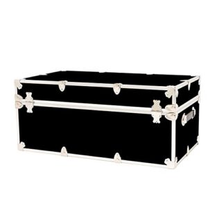 Rhino Trunk & Case Large Armor College Trunk with Removeable Wheels, Secure Dorm Storage Chest, Ideal Footlocker for Students, Strong Trunks 1000+ Pounds Sitting Capacity 32"x18"x14" (Black)