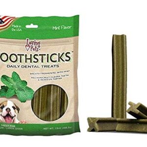 Loving Pets Toothsticks – Fresh Mint Dental Sticks for Dogs (for medium/large dogs 20-100+ lbs)