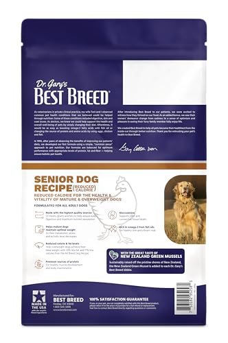 Best Breed Senior Dog Diet (Reduced Calorie) Made in USA [Natural Dry Dog Food] - 4lbs.