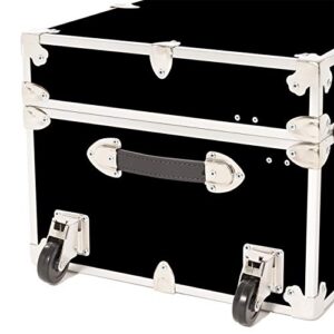 Rhino Trunk & Case Large Armor College Trunk with Removeable Wheels, Secure Dorm Storage Chest, Ideal Footlocker for Students, Strong Trunks 1000+ Pounds Sitting Capacity 32"x18"x14" (Black)