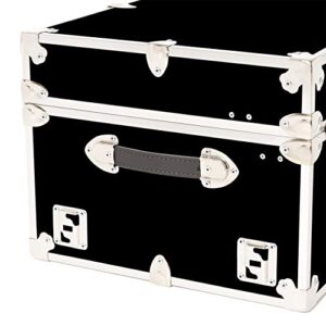 Rhino Trunk & Case Large Armor College Trunk with Removeable Wheels, Secure Dorm Storage Chest, Ideal Footlocker for Students, Strong Trunks 1000+ Pounds Sitting Capacity 32"x18"x14" (Black)