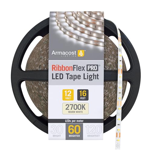 Armacost Lighting 132230 16.4 ft. LED Tape Light Soft White (2700K) RibbonFlex Pro Series 60, Dimmable, 250 Lumens per ft., 12-Volt