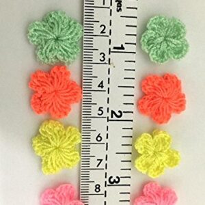 ICRAFY 's Brand 20 Pcs. Assorted Tiny Crochet Flower with Pearl Fabric Cotton Satin Craft Sewing Appliques DIY Diameter 12 mm.