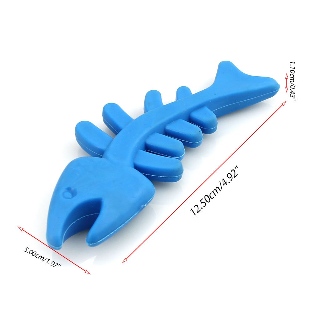 BCHZ Rubber Pet Dog Puppy Cat Dental Teething Healthy Gums Clean Chew Play Toys Cute Fish Bone Shape