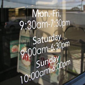 Custom Business Hours Window Decal - 10.5"x13.5" or 14"x18" - Vinyl Custom Lettering, Glass Door Sign - Free Squeegee - Easy Install Manual