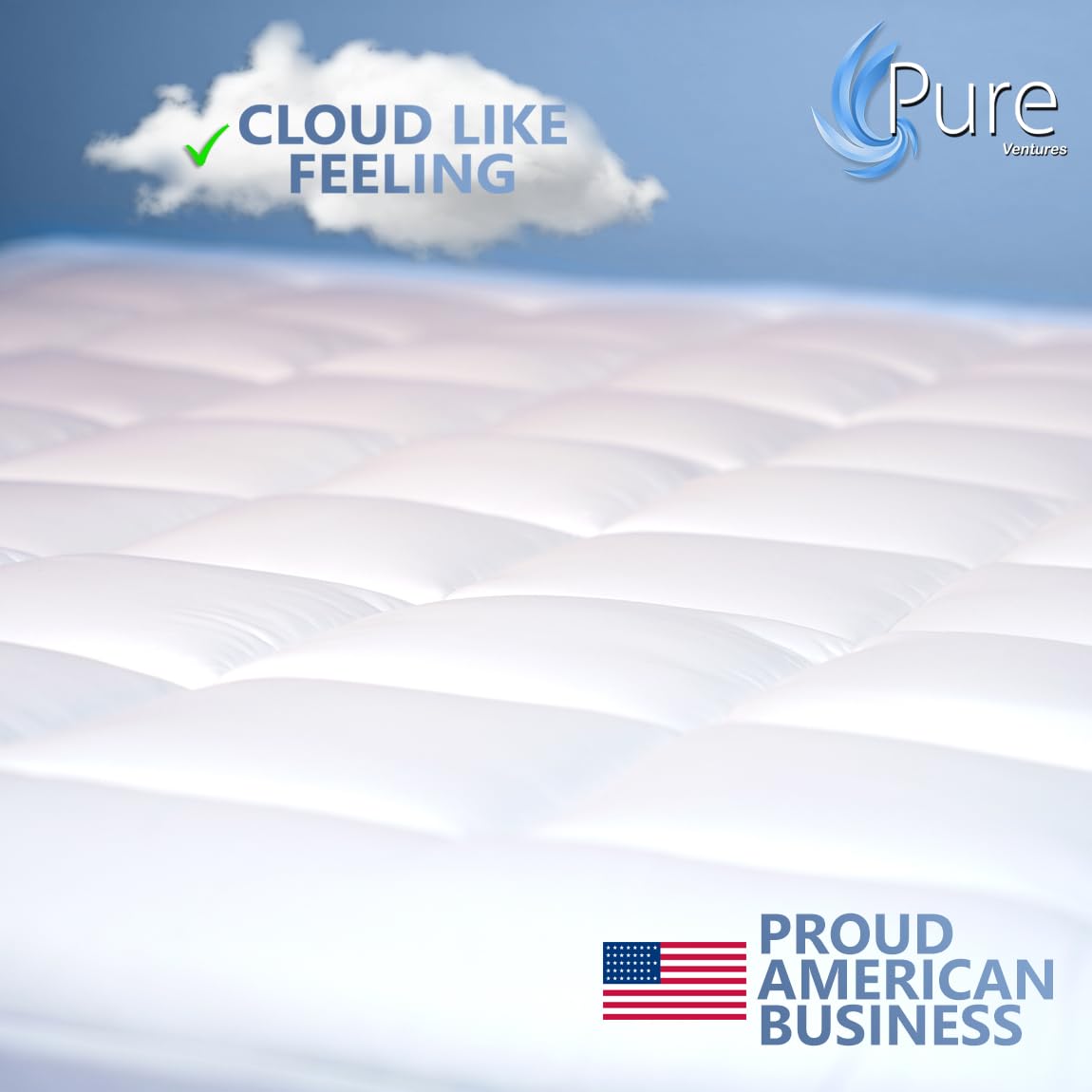 Pure Brands Queen Mattress Topper and Pad Cover Extra Thick Luxury Down Alternative Pillow Top Cooling Bed Topper Ultra Plush and Hypoallergenic Mattress Protector 18 Inch Deep Pocket