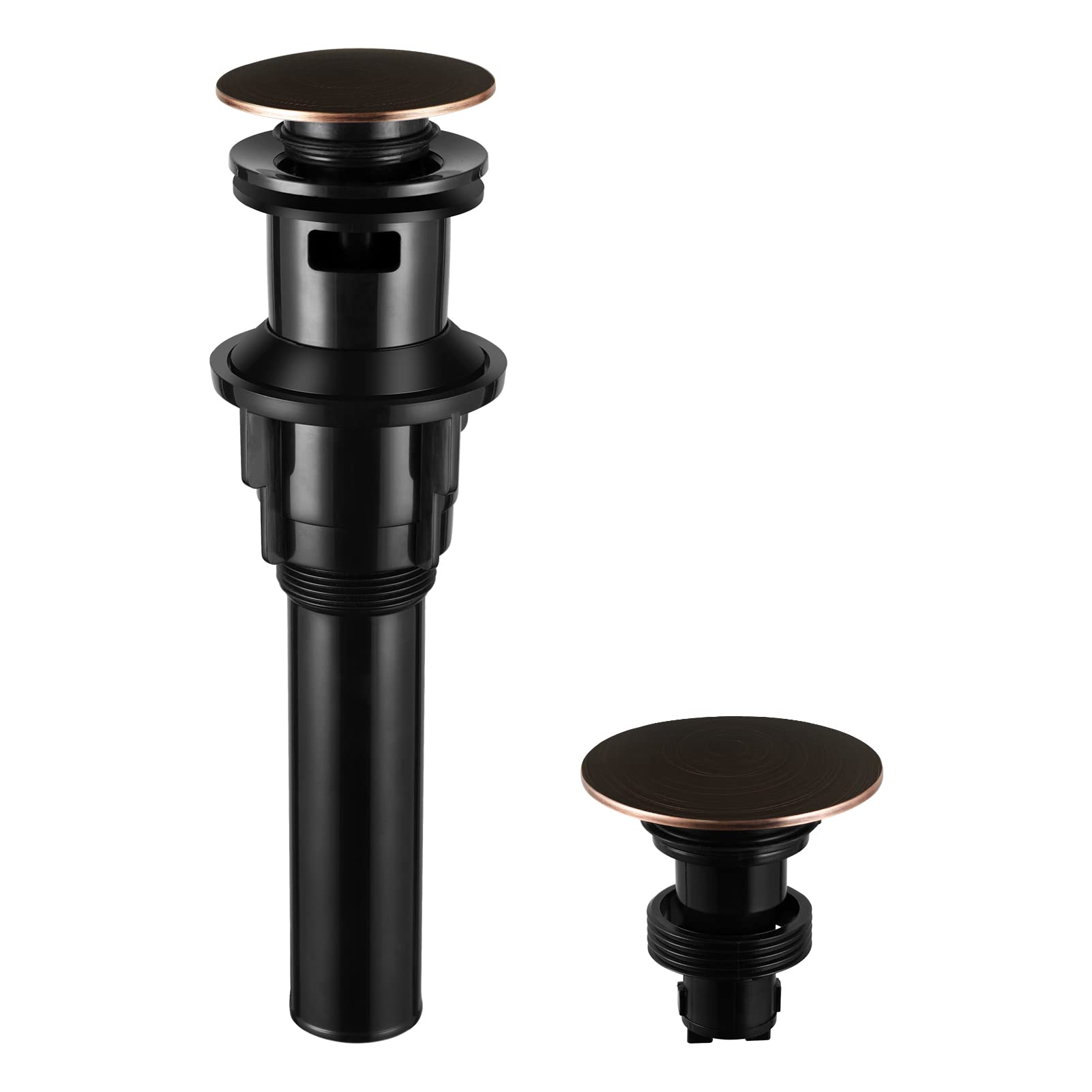 PARLOS Push & Seal Pop Up Drain Assembly Stopper for Bathroom Sink with Overflow Oil Rubbed Bronze, 20716