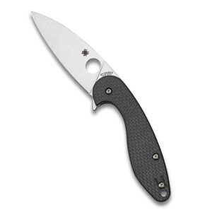 spyderco sliverax premium flipper knife with 3.48" cpm s30v stainless steel blade and carbon fiber g-10 handle - plainedge - c228cfp