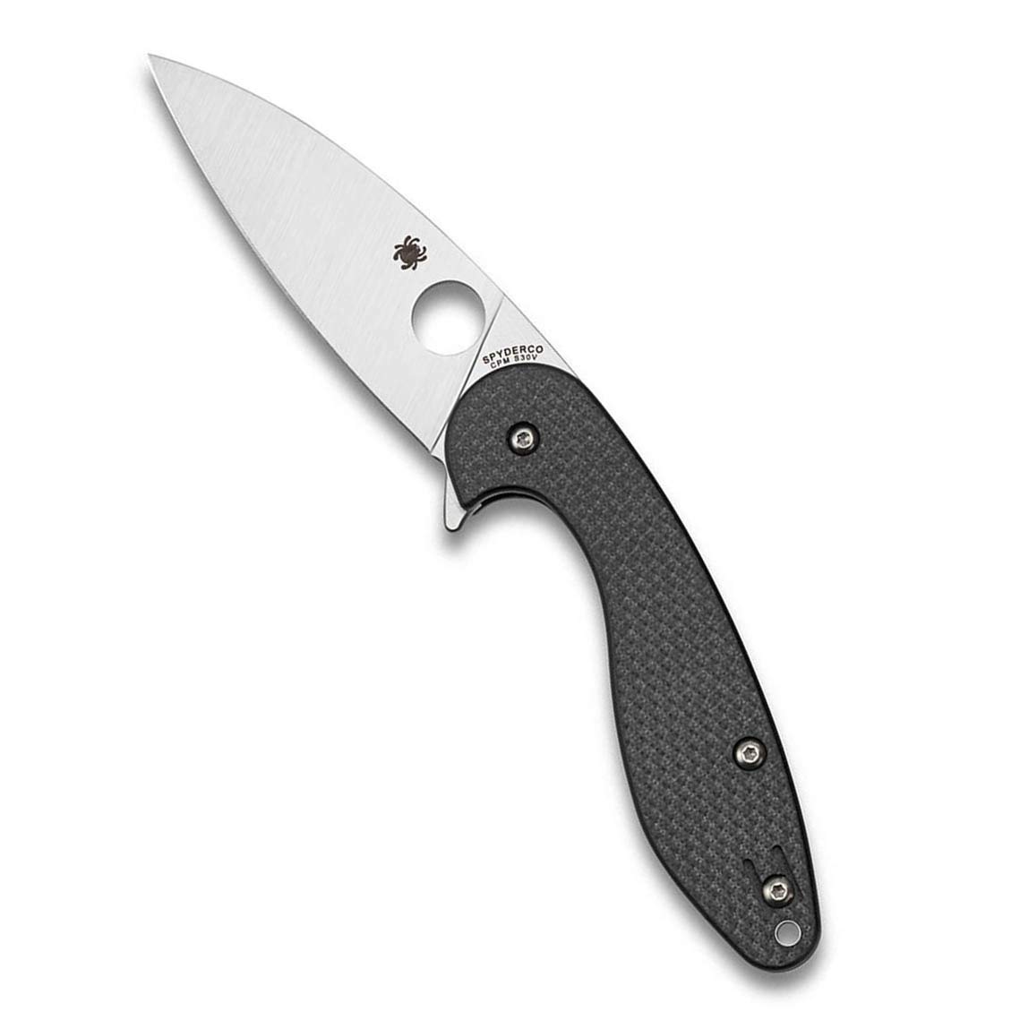 Spyderco Sliverax Premium Flipper Knife with 3.48" CPM S30V Stainless Steel Blade and Carbon Fiber G-10 Handle - PlainEdge - C228CFP