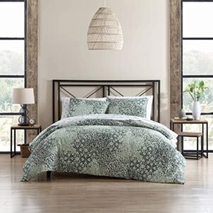 stone cottage - king duvet cover set, cotton sateen bedding with matching shams, all season home decor (abingdon dark green, king)