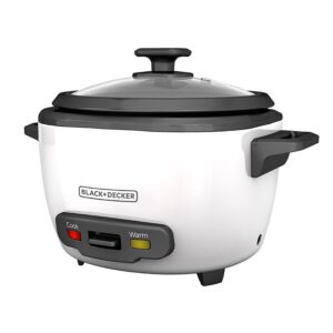 black+decker 2-in-1 rice cooker and food steamer, 16 cup (7 cup uncooked), white, rc516c