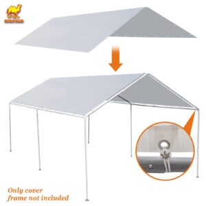 Strong Camel 10'x20' Carport Replacement Canopy Cover for Tent Top Garage Shelter Cover with Ball Bungees (Only Cover, Frame is not Included)