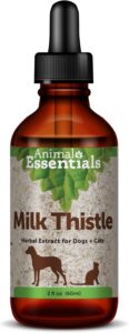 animal essentials milk thistle for dogs & cats - liver health support, herbal extract, liver care supplement, organic liquid drops - 2 fl oz