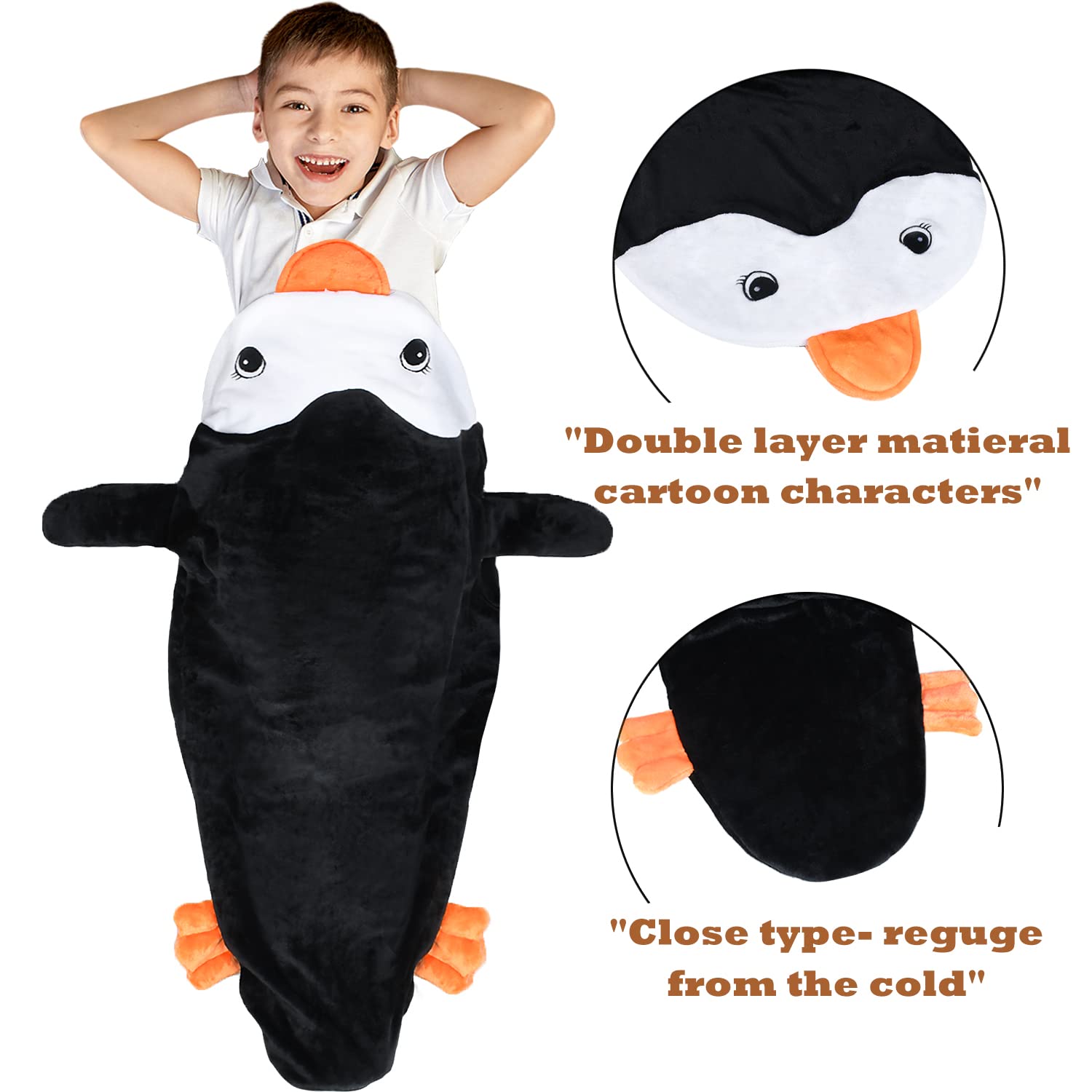 Catalonia Penguin Tails Blanket, Super Soft Plush Kids Sleeping Blanket Bag for Toddler Children Teens Boys Girls,Gift Idea