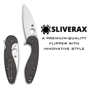 Spyderco Sliverax Premium Flipper Knife with 3.48" CPM S30V Stainless Steel Blade and Carbon Fiber G-10 Handle - PlainEdge - C228CFP