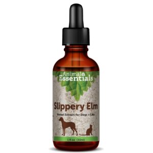 animal essentials slippery elm - herbal extract for dogs and cats, promotes healthy digestion, bowel function, certified organic herbs, all natural, respiratory health, liquid formula - 1 fl oz