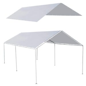 strong camel 10'x20' carport replacement canopy cover for tent top garage shelter cover with ball bungees (only cover, frame is not included)