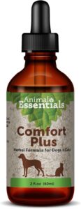 animal essentials comfort plus for dogs & cats - calming liquid, pet calming drops, herbal formula, california poppy, skullcap - 2 fl oz