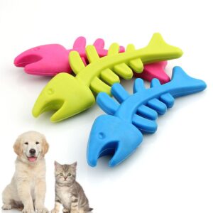 BCHZ Rubber Pet Dog Puppy Cat Dental Teething Healthy Gums Clean Chew Play Toys Cute Fish Bone Shape