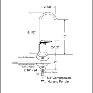 Westbrass R203-NL-26 6" Touch-Flo Style Pure Water Dispenser Faucet, Polished Chroe