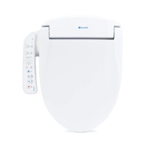 brondell se400-ew swash se400 electric bidet toilet seat with heated seat, oscillating stainless steel nozzle, warm air dryer, night light, gentle close lid, white side arm control, elongated