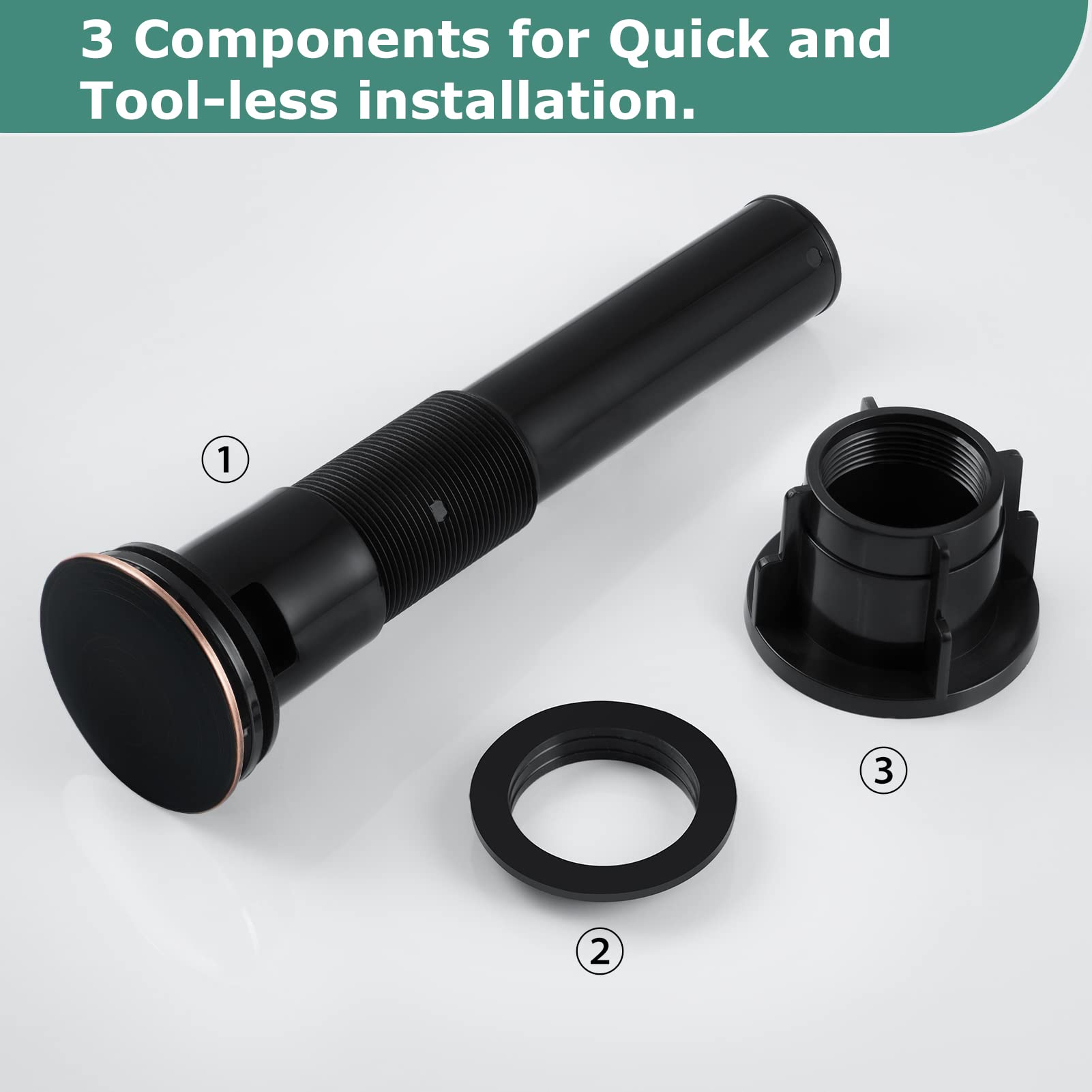 PARLOS Push & Seal Pop Up Drain Assembly Stopper for Bathroom Sink with Overflow Oil Rubbed Bronze, 20716