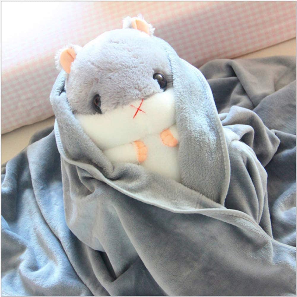 YunNasi Plush Hamster Stuffed Animal Toys Hamster Throw Pillow with Blanket 19.7 Inches Light Brown