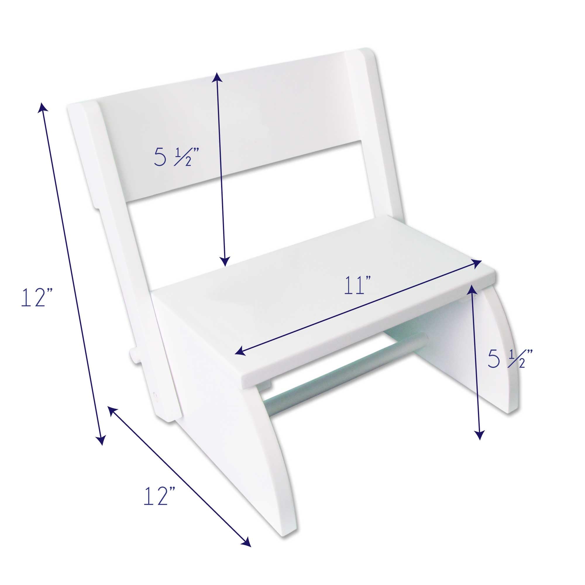 My Bambino Personalized White Flip and Step Stool Bench Seat with Aqua Butterflies Design