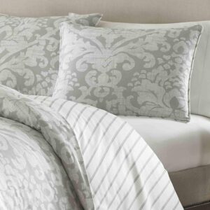 stone cottage - king duvet cover set, reversible cotton sateen bedding with matching shams, all season home decor (camden grey, king)