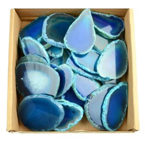 fhnp367 30 pieces agate slices stone slab 2"-3" in length for wedding name cards namecards place cards - blue