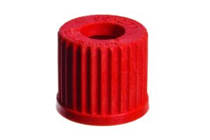 plastic screw cap w/aperture, red, gl 18