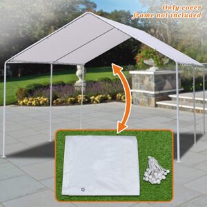 Strong Camel 10'x20' Carport Replacement Canopy Cover for Tent Top Garage Shelter Cover with Ball Bungees (Only Cover, Frame is not Included)