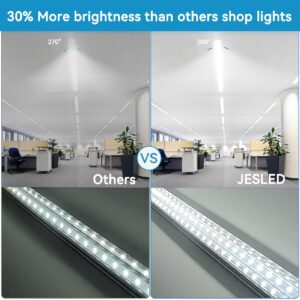 JESLED 10-Pack 8FT LED Shop Light Fixture, 90W 12000LM 6500K LED Tube Lights T8 Integrated, Linkable, Plug and Play, High Output, D Shape 3 Rows 300 Degree Lighting for Garage, Workshop