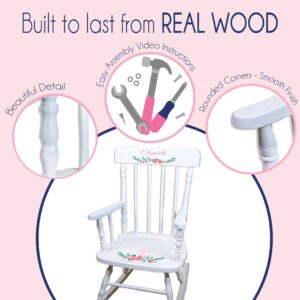 My Bambino Girl's Personalized White Wood Rocking Chair Toddler Baby Gift (Lavender Butterfly)