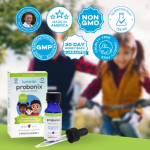 Humarian Probonix Advanced Probiotics for Kids - Extra-Strength 8-Strain Liquid Probiotic for Kids to Fortify Digestive Health and More - 90 Billion CFUs - 30-Day Supply - Tasty Grape Flavor